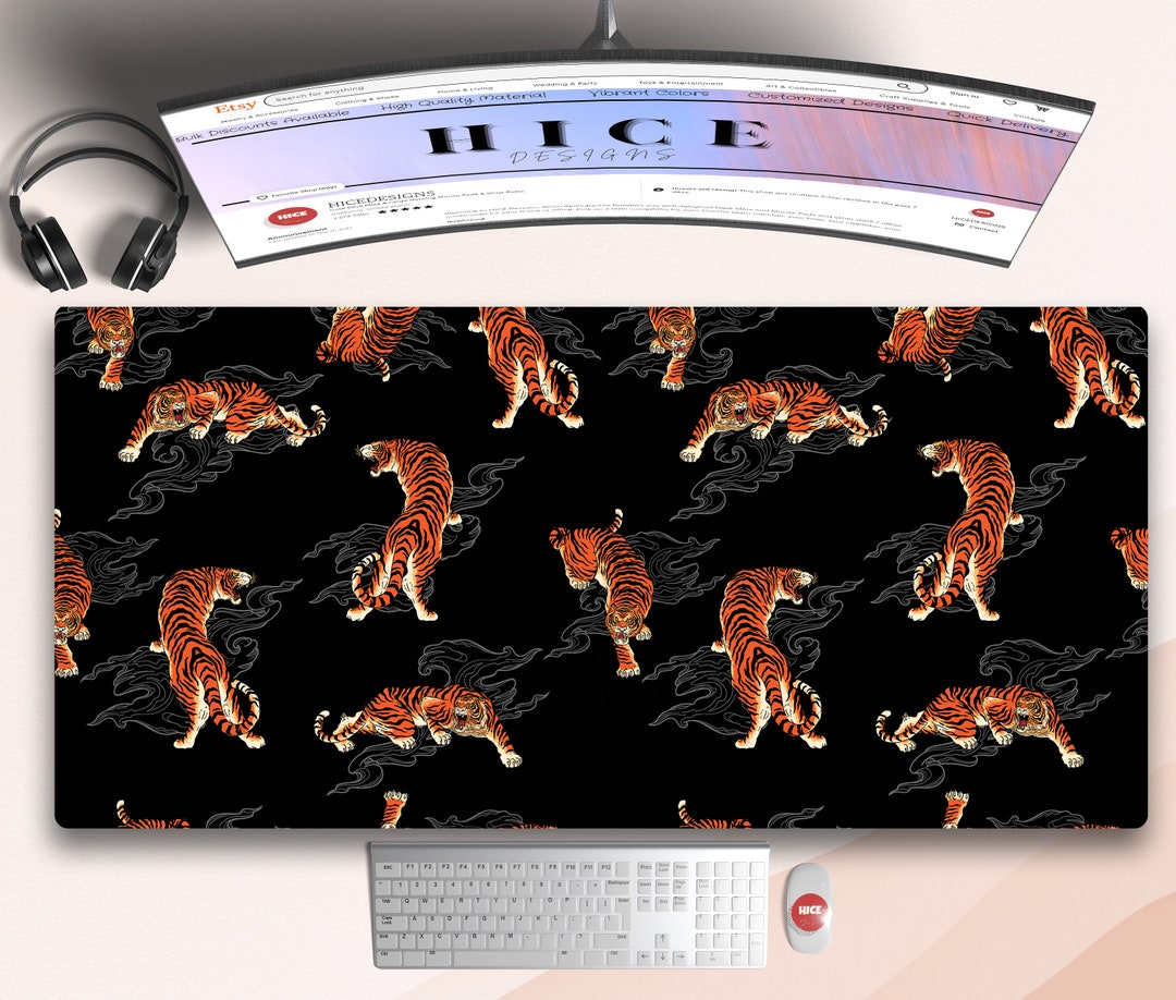 Cute Tiger Patern Extra Large Desk Mat, Desk Mat Cute, Extended Mouse ...