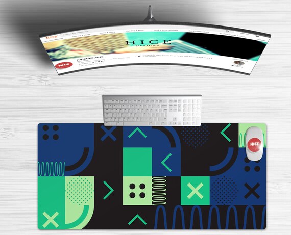 Cubical Geometric Shapes Desk Mat Extra Large Desk Mat Cute | Etsy