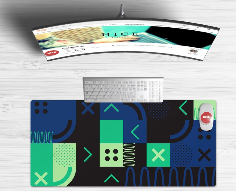 Cubical Geometric Shapes Desk Mat Extra Large Desk Mat Cute | Etsy