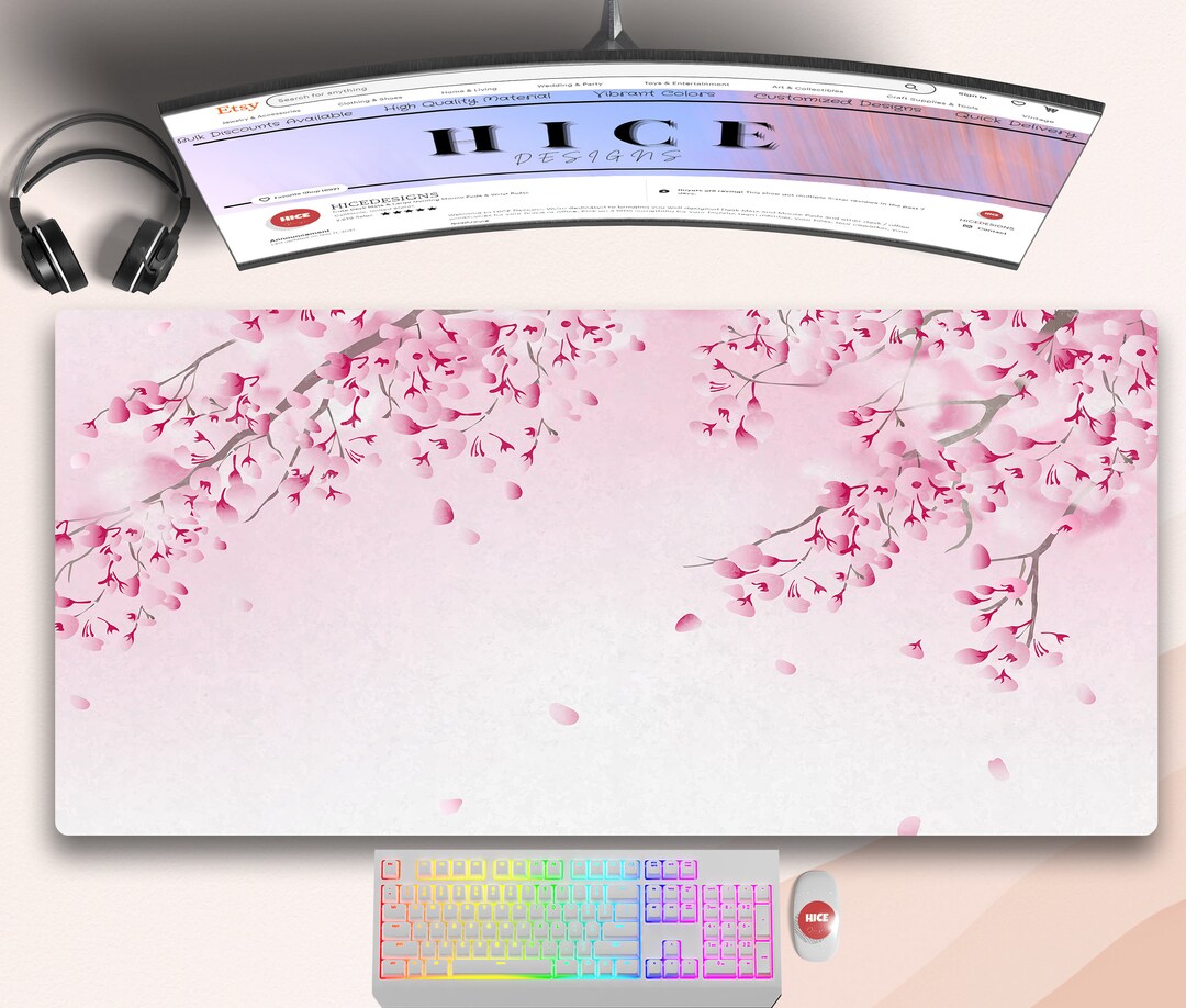 Cute Pink Tree Desk Mat Extra Large, Desk Mat Cute, Extended Mouse Pad ...
