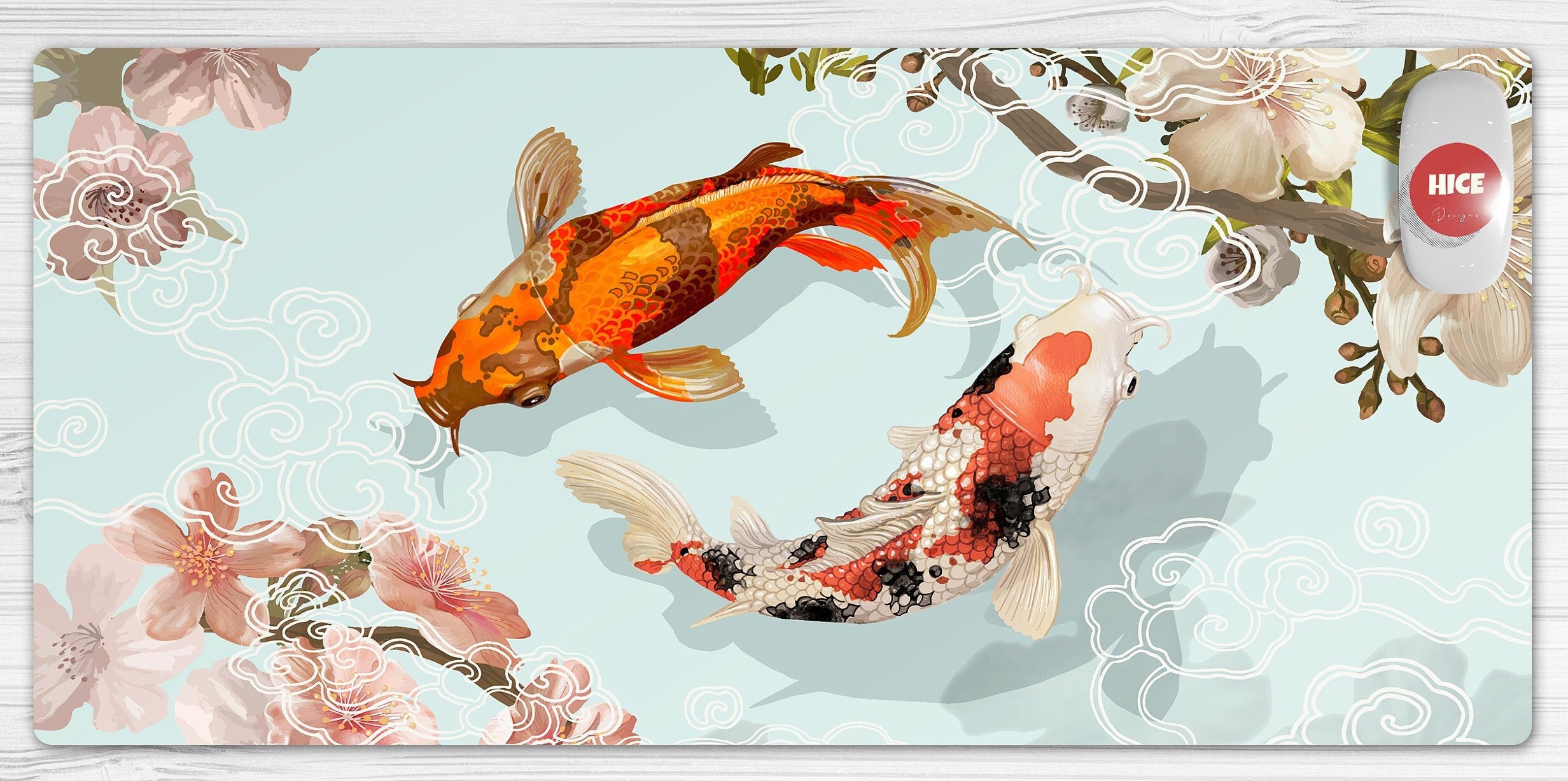 Japanese Traditional Koi Fish Desk Mat Desk Mat Extra Large | Etsy