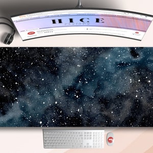 Dark Starry Deep Space Desk Mat, Desk Mat for Home Office, Cute Mouse ...