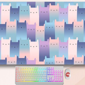 Purple Cute Cats Desk Mat Cute Gaming Desk Pad Large Large - Etsy