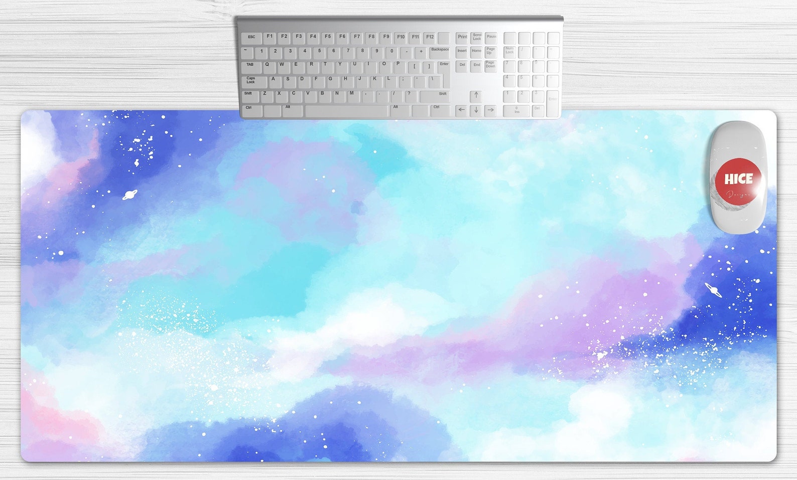 Cute Pastel Galaxy Blue Desk Mat Desk Mat Cute Desk Mat | Etsy