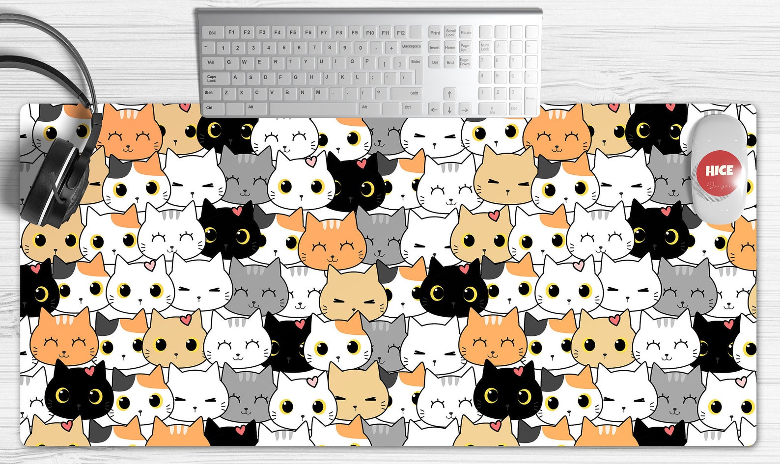 Cute Cat Pattern Large Desk Pad Cute Desk Mat Animal Mouse | Etsy