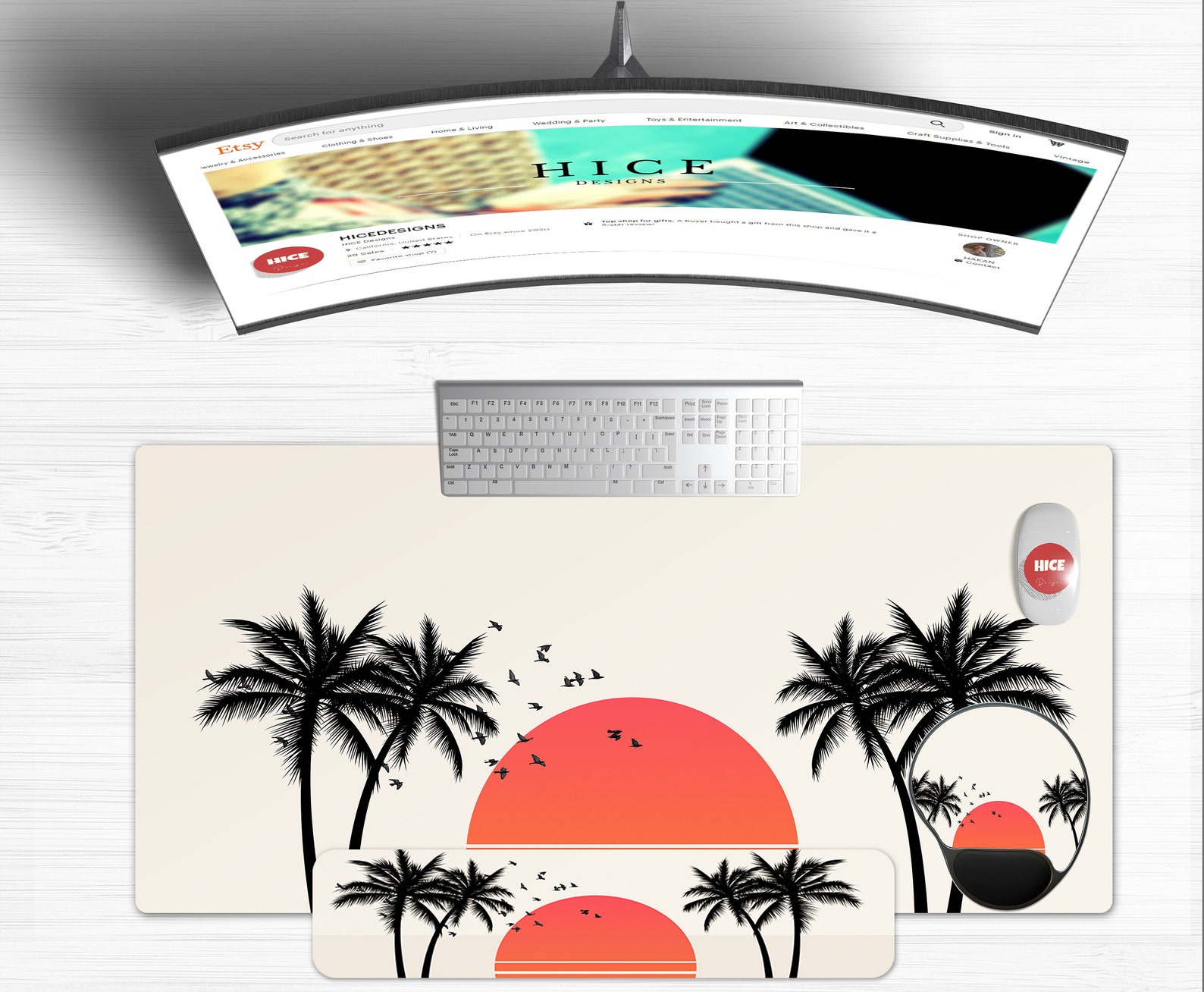 Beige Boho Tropical Sunset Desk Mat Cute Desk Mat for Home - Etsy