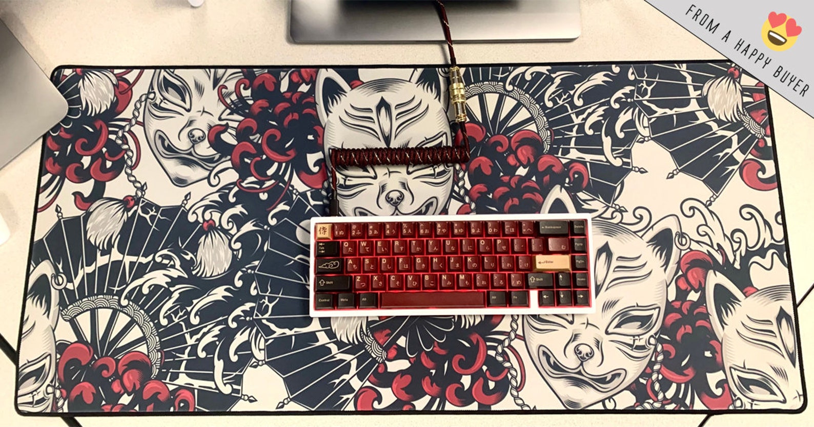 Japanese Kitsune Mask Desk Mat Extra Large Desk Mat - Etsy