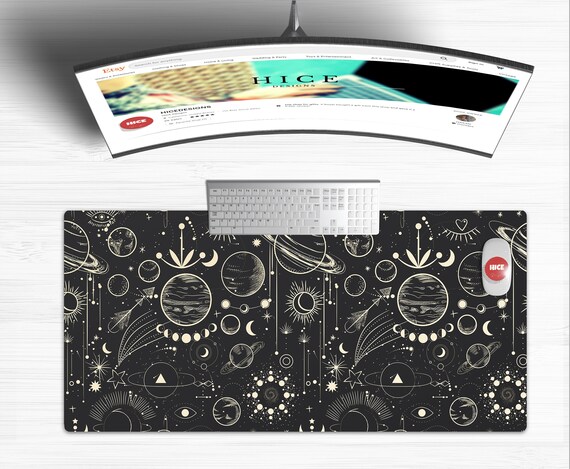 Mystical Black Celestial Desk Mat Extra Large Desk Mat for - Etsy