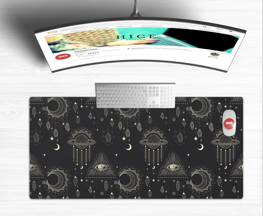 Mystical Eye Celestial Desk Mat, Black Extra Large Desk Mat for Home ...