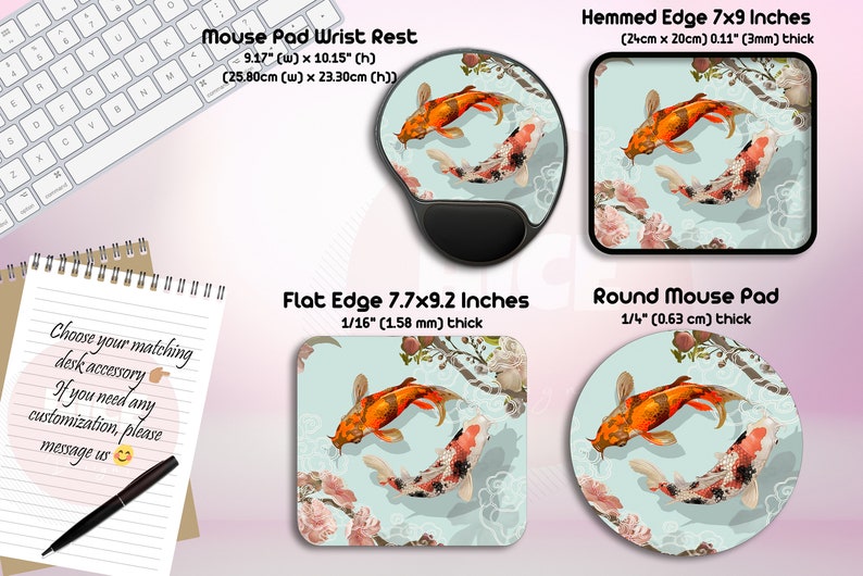 Japanese Traditional Koi Fish Desk Mat Desk Mat Extra Large - Etsy