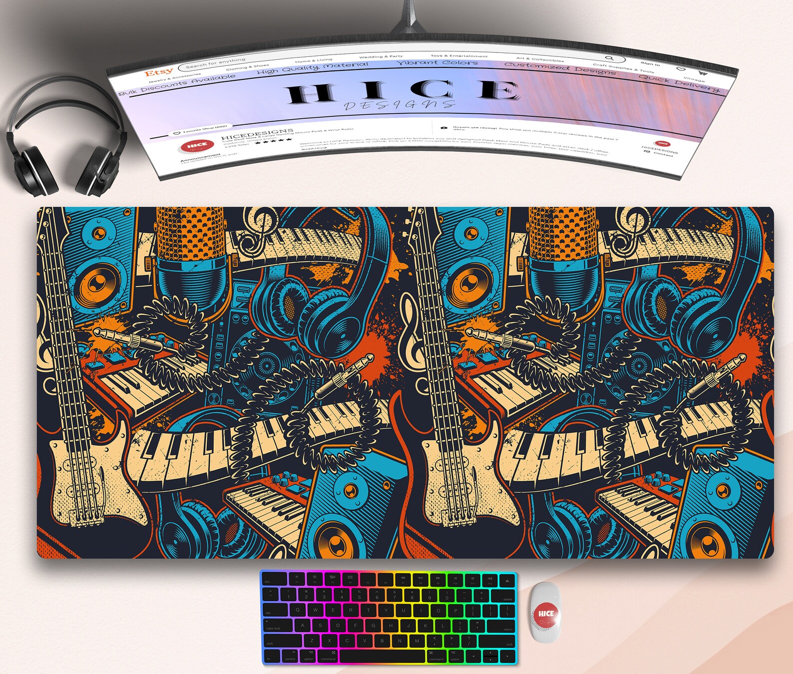 Music Tools Desk Mat Extra Large Desk Mat Cute Extended | Etsy