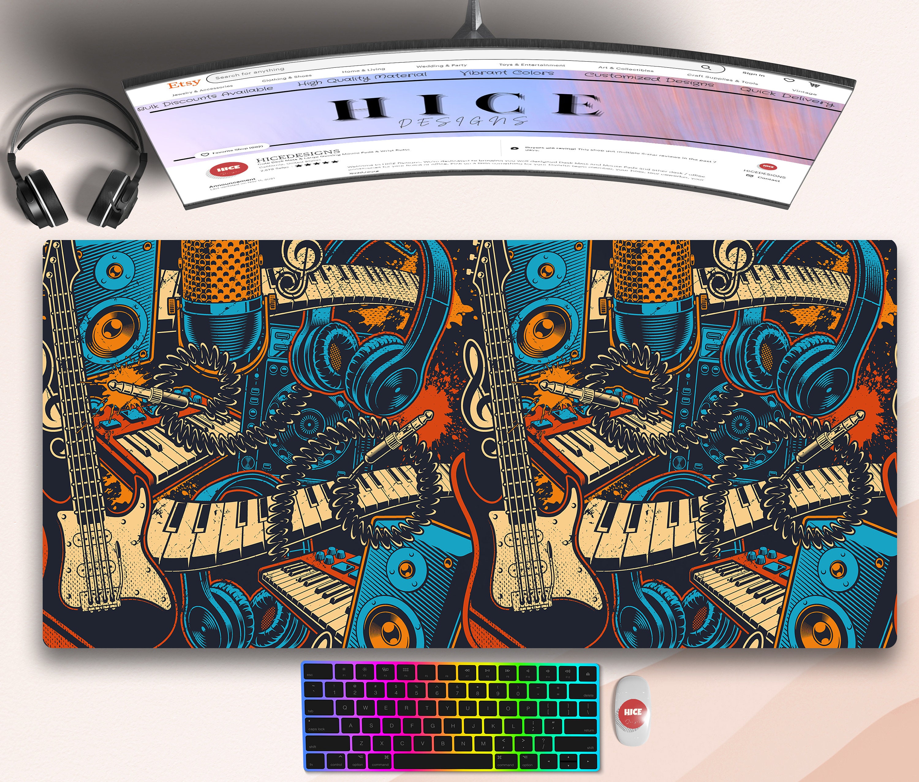 Music Tools Desk Mat Extra Large Desk Mat Cute Extended | Etsy