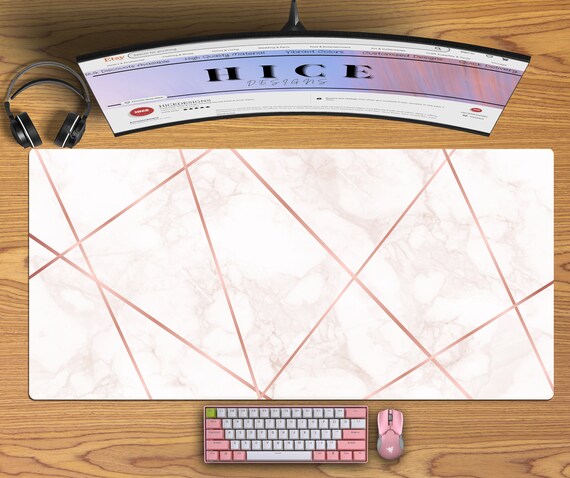 Luxury Rose Gold Pink Marble Desk Mat and Keyboard Wrist Pad - Etsy
