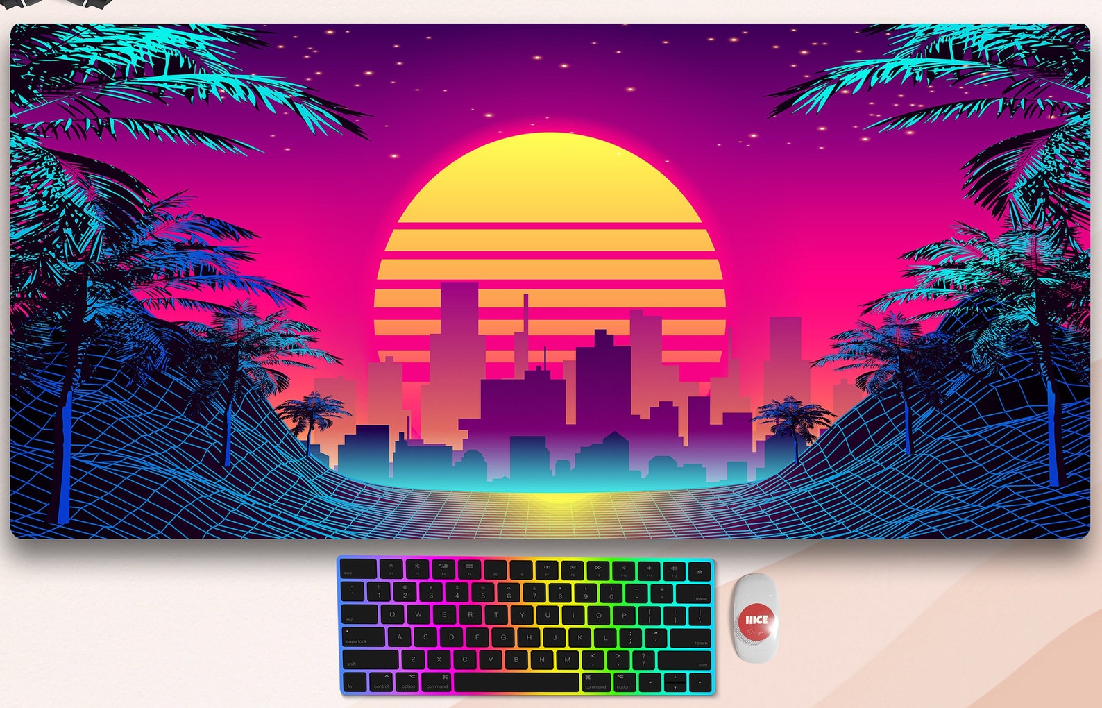 80s Style Retro Tropical Desk Mat Extra Large Desk Mat Cute | Etsy