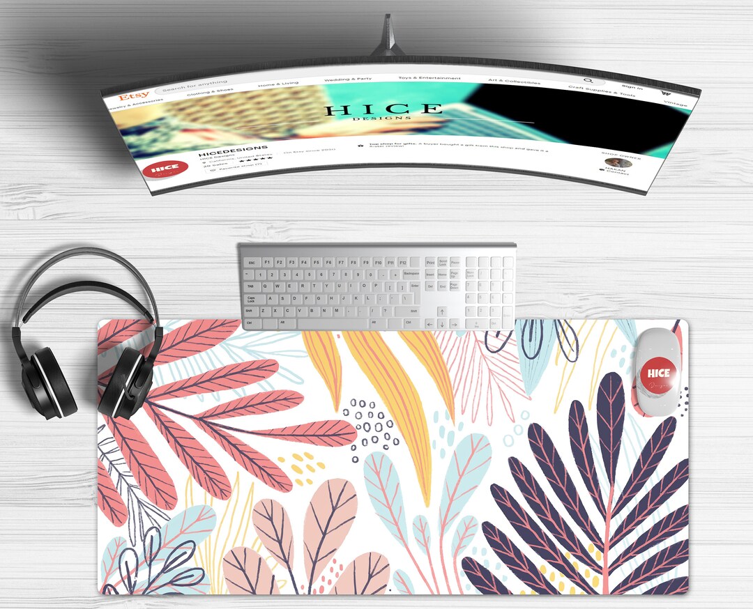 Colorful Pastel Florals Desk Mat, Pretty Desk Accessories , Cute Desk ...