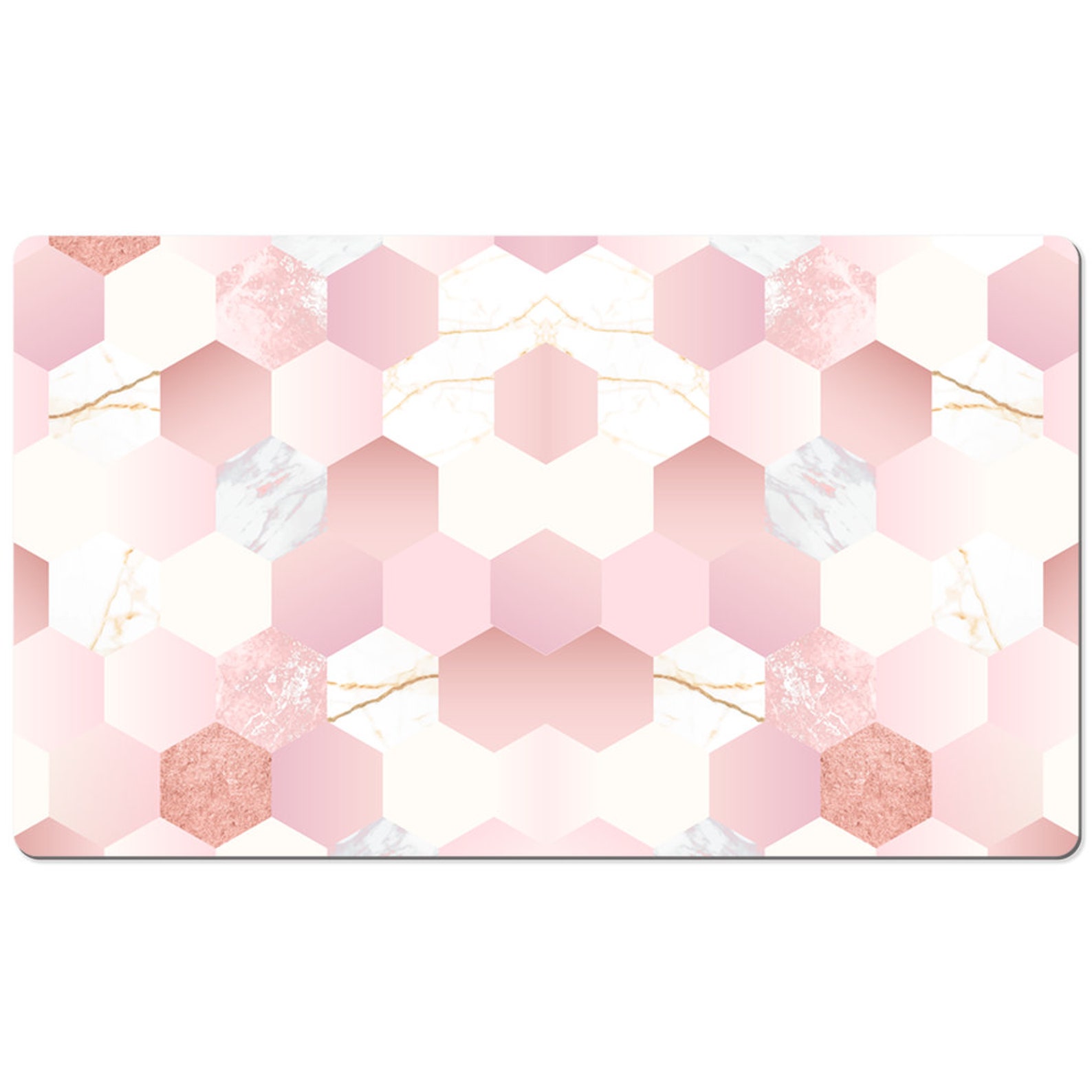 Pink Hexagon Desk Mat Cute Desk Mat Extra Large Pink Marble - Etsy
