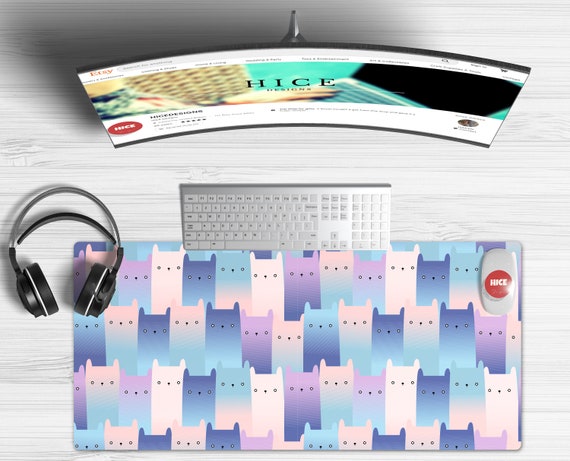 Purple Cute Cats Desk Mat Cute Gaming Desk Pad Large Large | Etsy