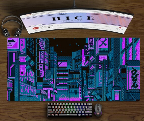 Futuristic Japanese City Pixel Art Mousepad Gaming Anime Desk - Etsy