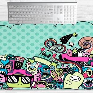 Monster Doodle Large Gaming Mouse Pad, Desk Mat Cute, Desk Mat Extra ...