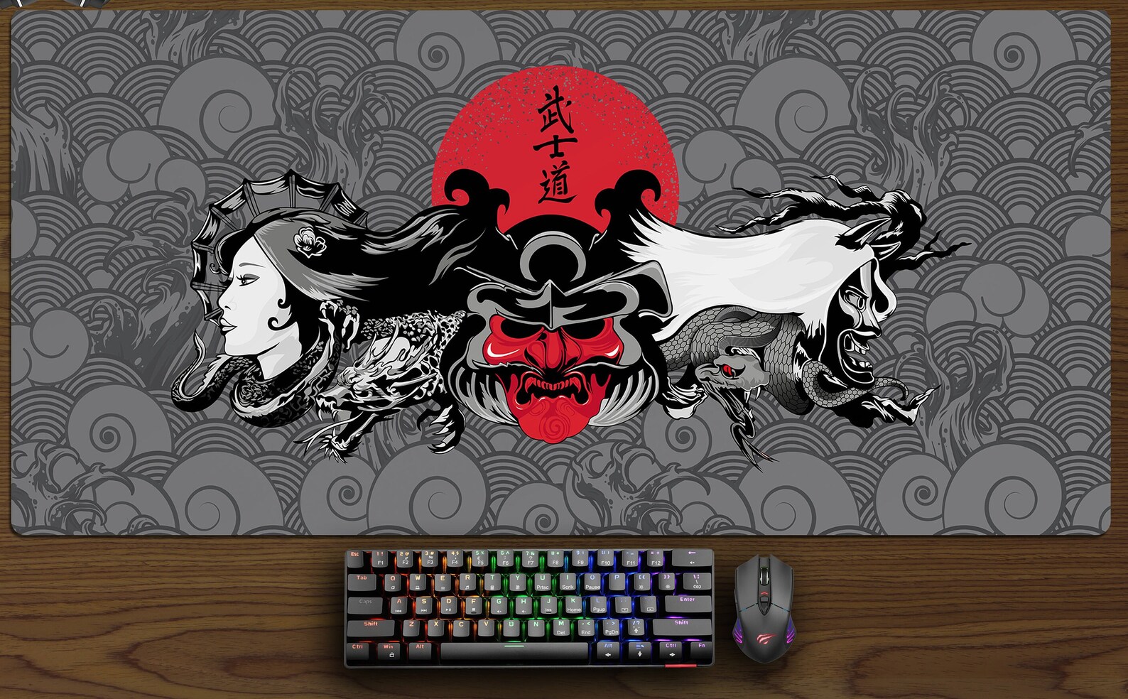 Geisha and Demons Japanese Desk Mat Extra Large Desk Mat - Etsy