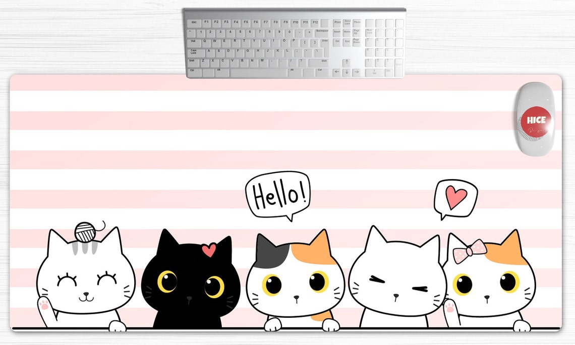 Cute Cat Family Kawaii Desk Mat Cute Desk Mat Extra Large - Etsy
