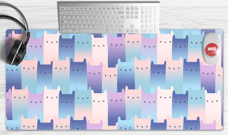 Purple Cute Cats Desk Mat Cute Gaming Desk Pad Large Large | Etsy