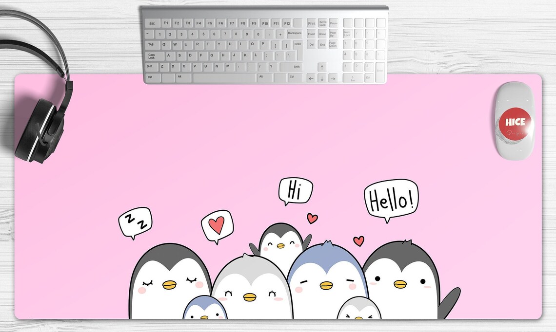 Cute Penguin Family Pink Desk Matgaming Desk Mat Cute Mouse - Etsy