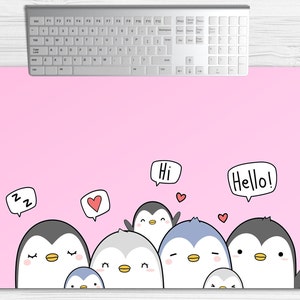 Cute Penguin Family Pink Desk Matgaming Desk Mat Cute Mouse - Etsy