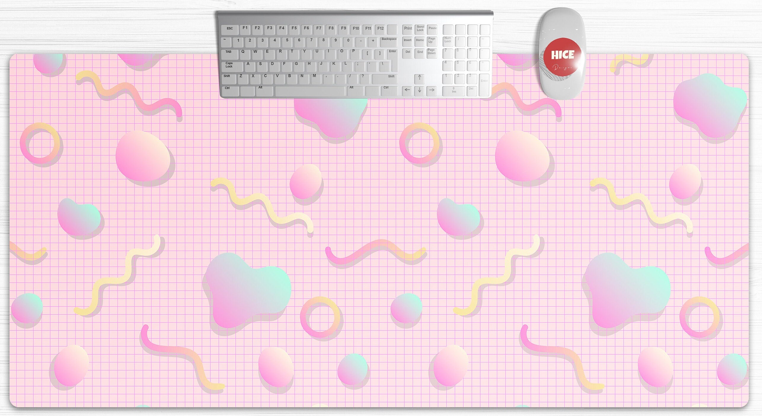 Pastel Pink Grid Background Desk Mat Desk Mat Extra Large | Etsy