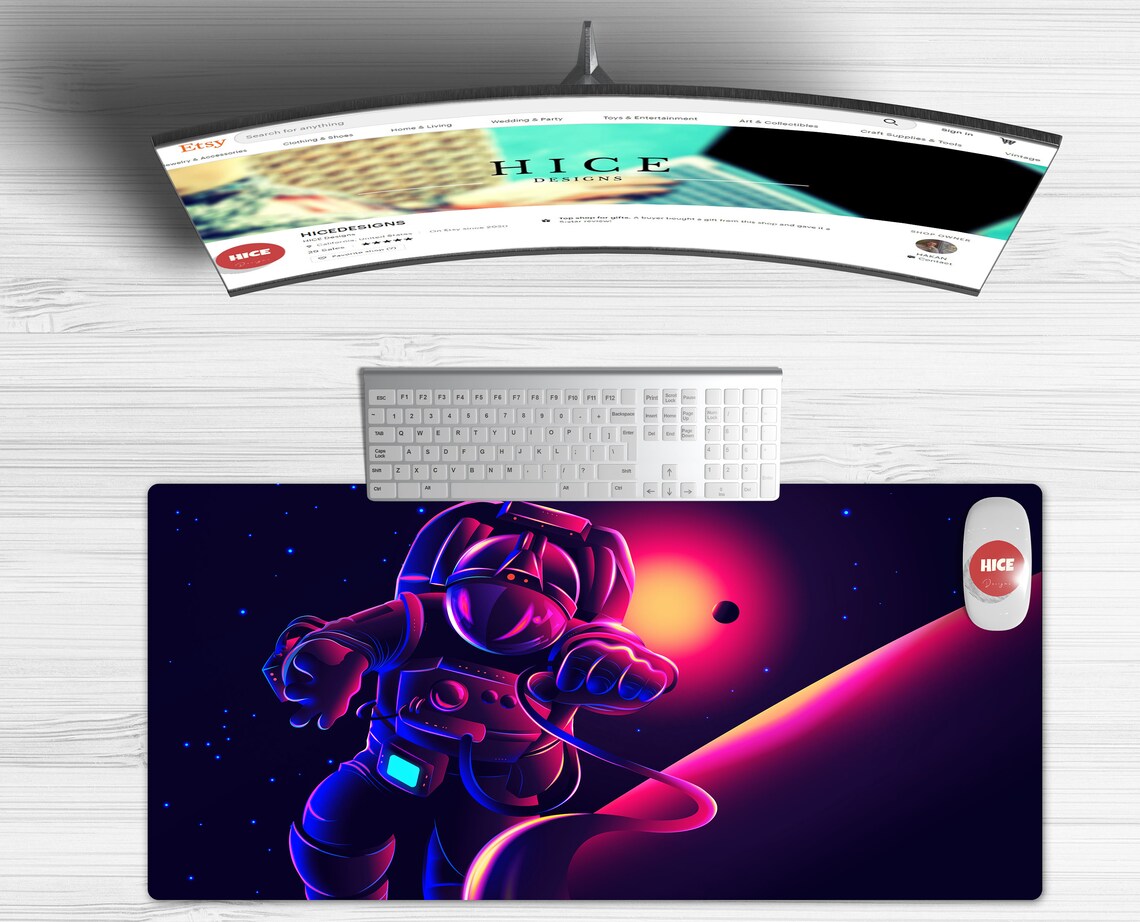 Astronaut in Space Journey to the Moon Desk Mat Extra Large - Etsy