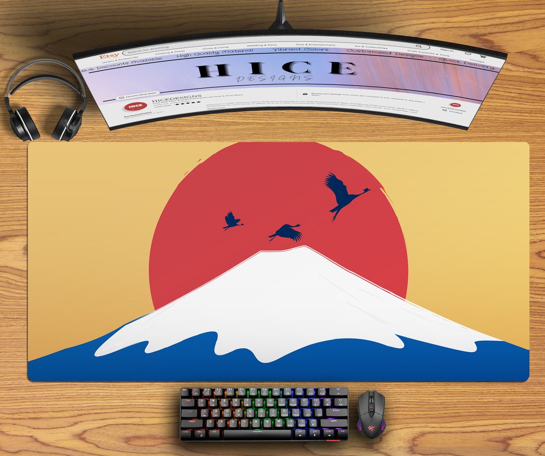 Japanese Mount Fuji Gaming Desk Mat Cute, Home Office Desk Mat ...