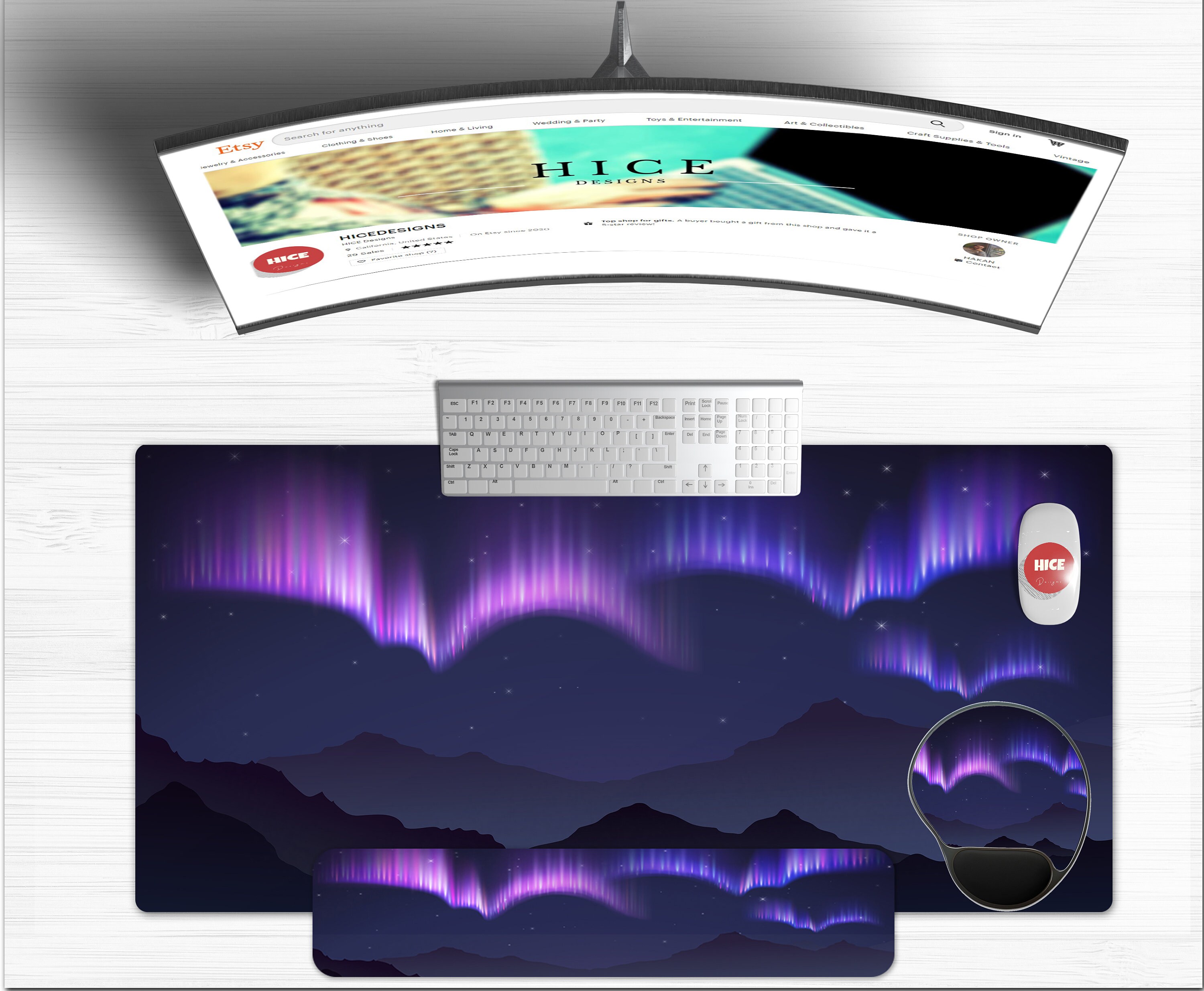 Northern Lights in Night Sky Large Gaming Keyboard Mat Home - Etsy