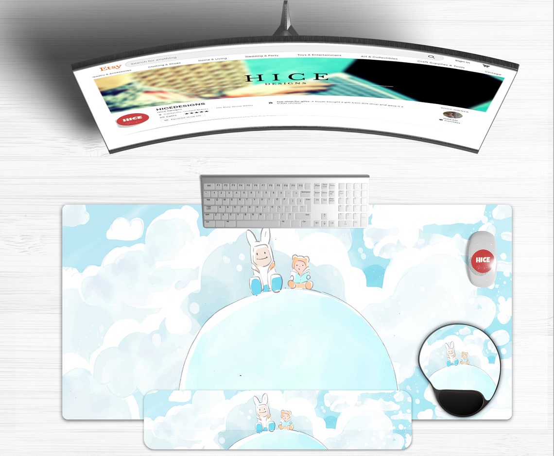 Kawaii Cute Anime Oversize Desk Mat With Keyboard Wrist Rest / | Etsy