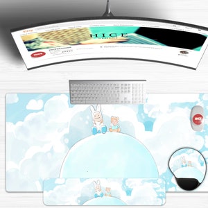 Kawaii Cute Anime Oversize Desk Mat With Keyboard Wrist Rest / Big ...