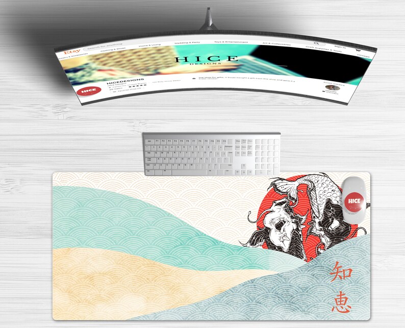 Koi Fish Yin Yang Japanese Extra Large Desk Pad Gaming Mouse - Etsy