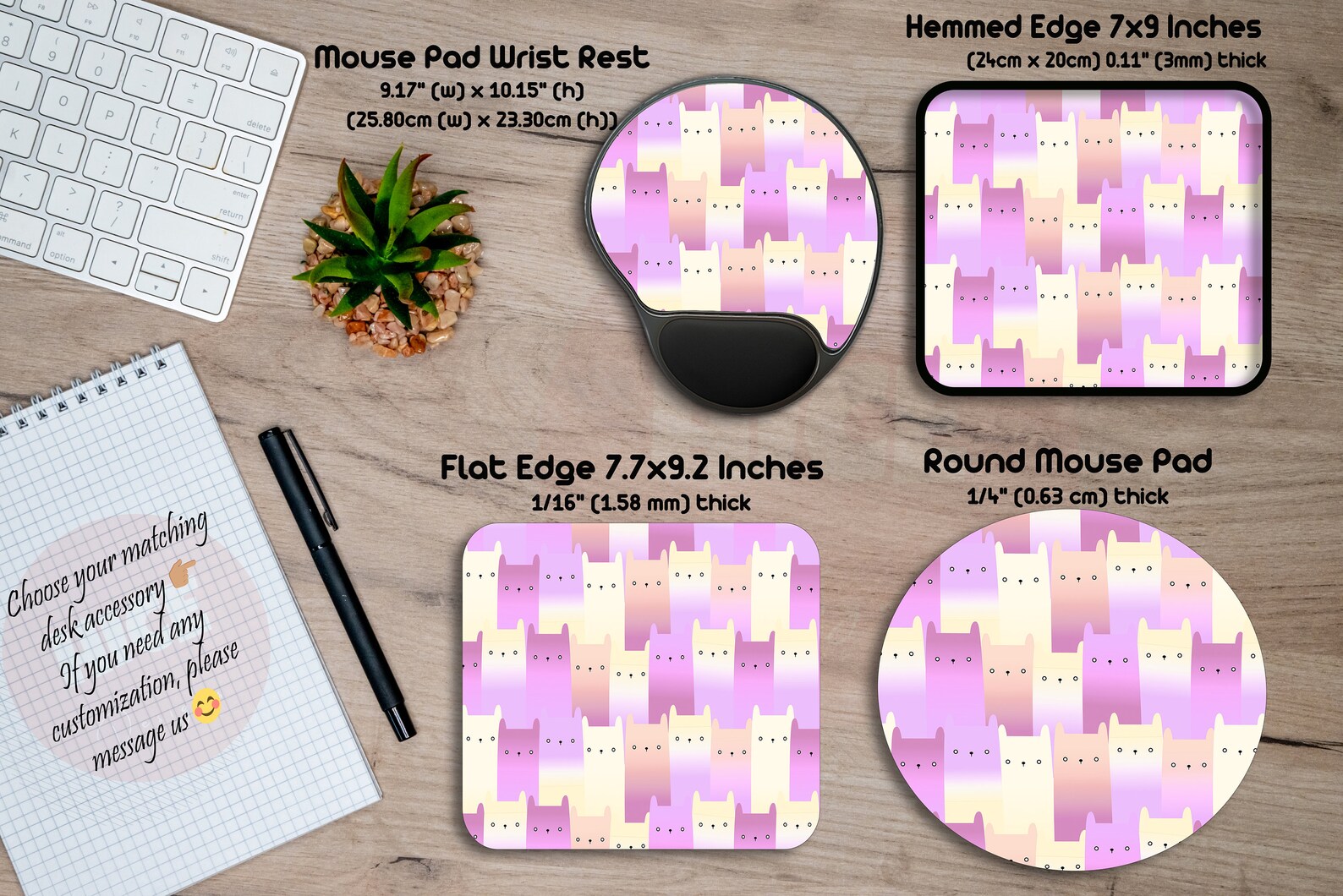 Purple Cute Cats Desk Mat Cute Gaming Desk Pad Large Large - Etsy