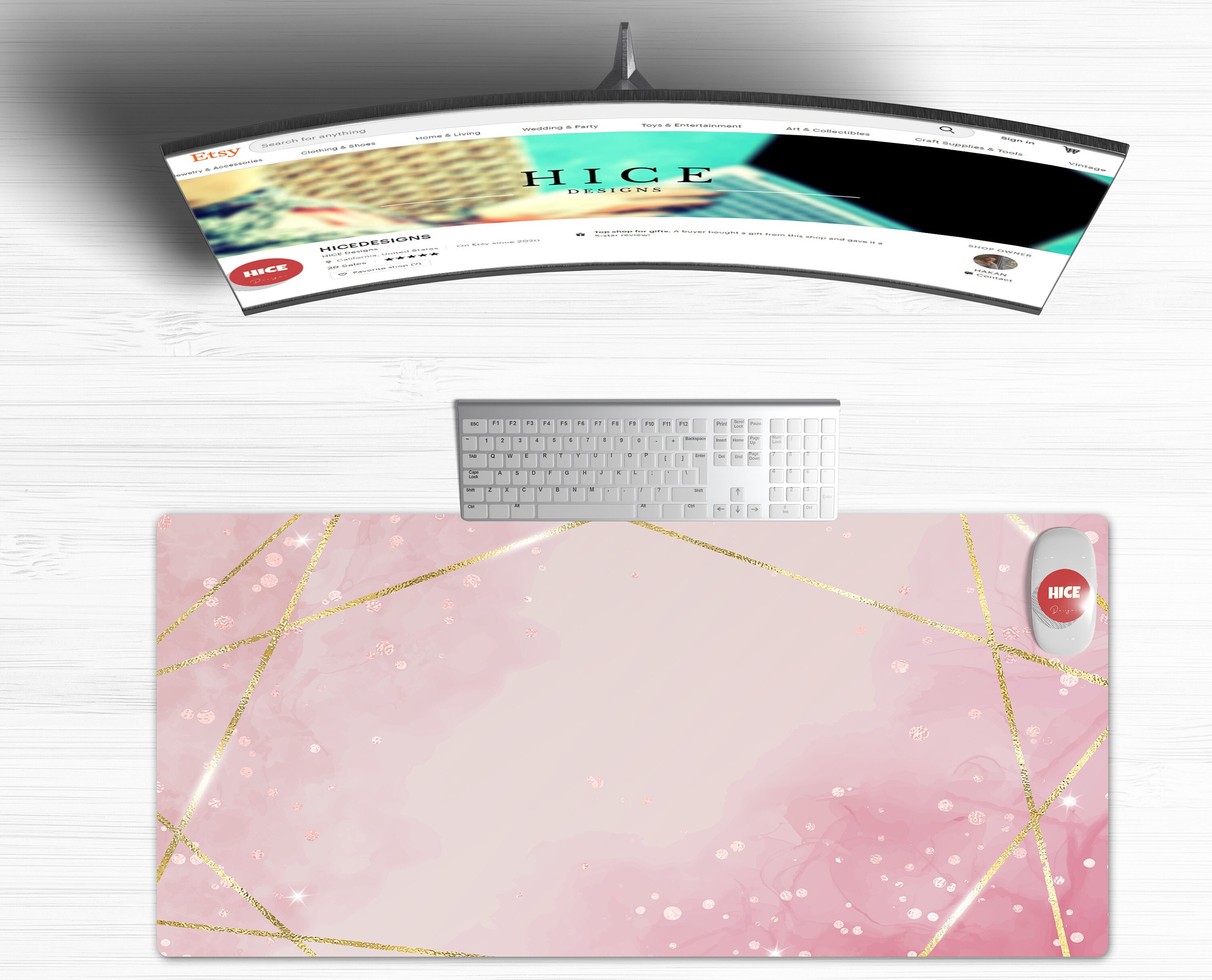 Pink Watercolor Cute Desk Mat Extra Large Gaming Desk Pad | Etsy