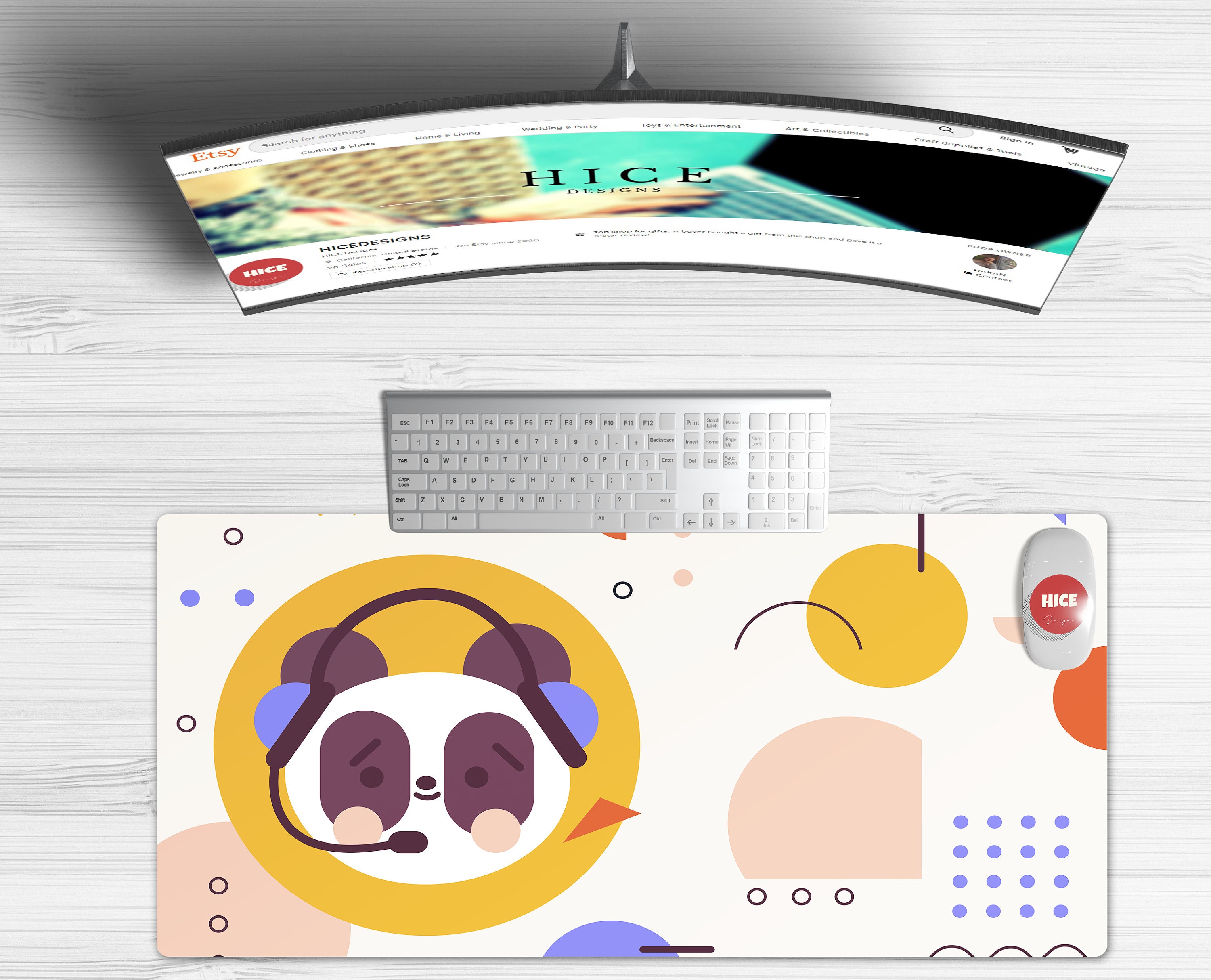 Cute Gamer Panda Desk Mat Cute Desk Mat Extra Large Cute | Etsy