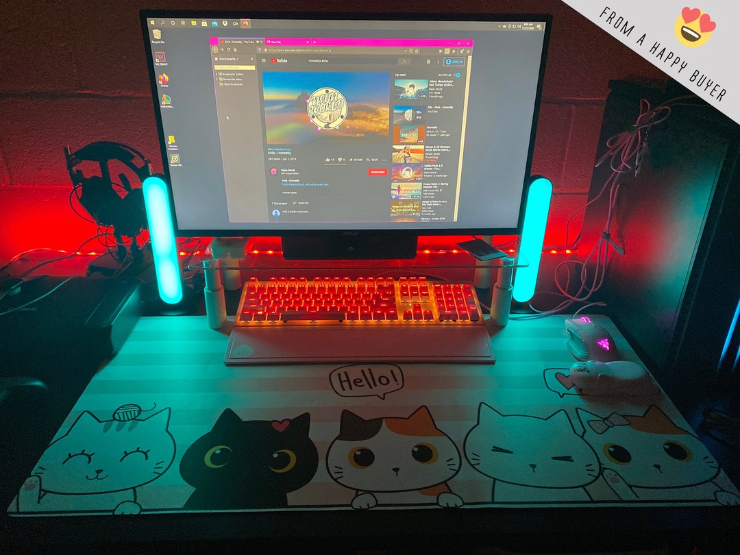 Cute Cat Family Kawaii Desk Mat Cute Desk Mat Extra Large - Etsy