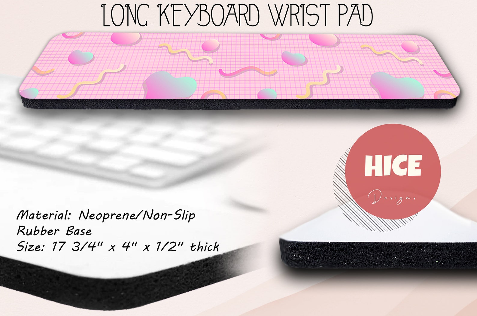 Pastel Pink Grid Background Desk Mat Desk Mat Extra Large - Etsy