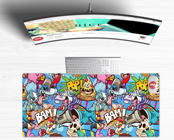 Funny Colorful Cartoon Desk Mat Cute Desk Mat Extra Large | Etsy