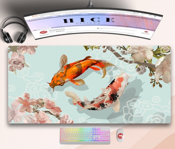 Japanese Traditional Koi Fish Desk Mat Desk Mat Extra Large - Etsy