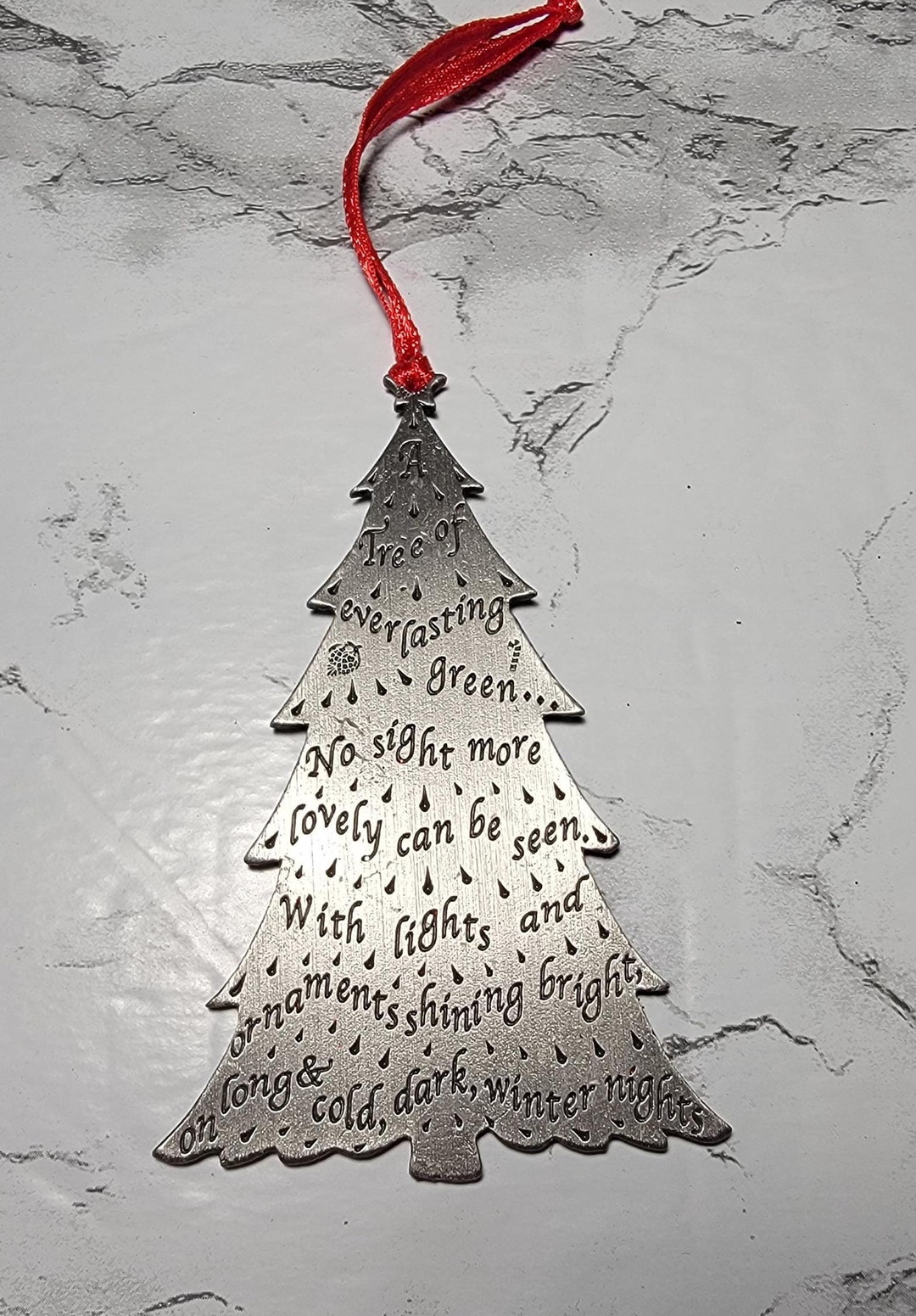 Vintage Pewter Double Sided Christmas Tree Ornament With Poems on Both ...