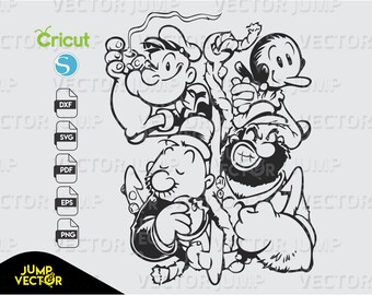 Papercraft Clip Art & Image Files 6 formats: Svg Pdf Png Jpg Popeye ...