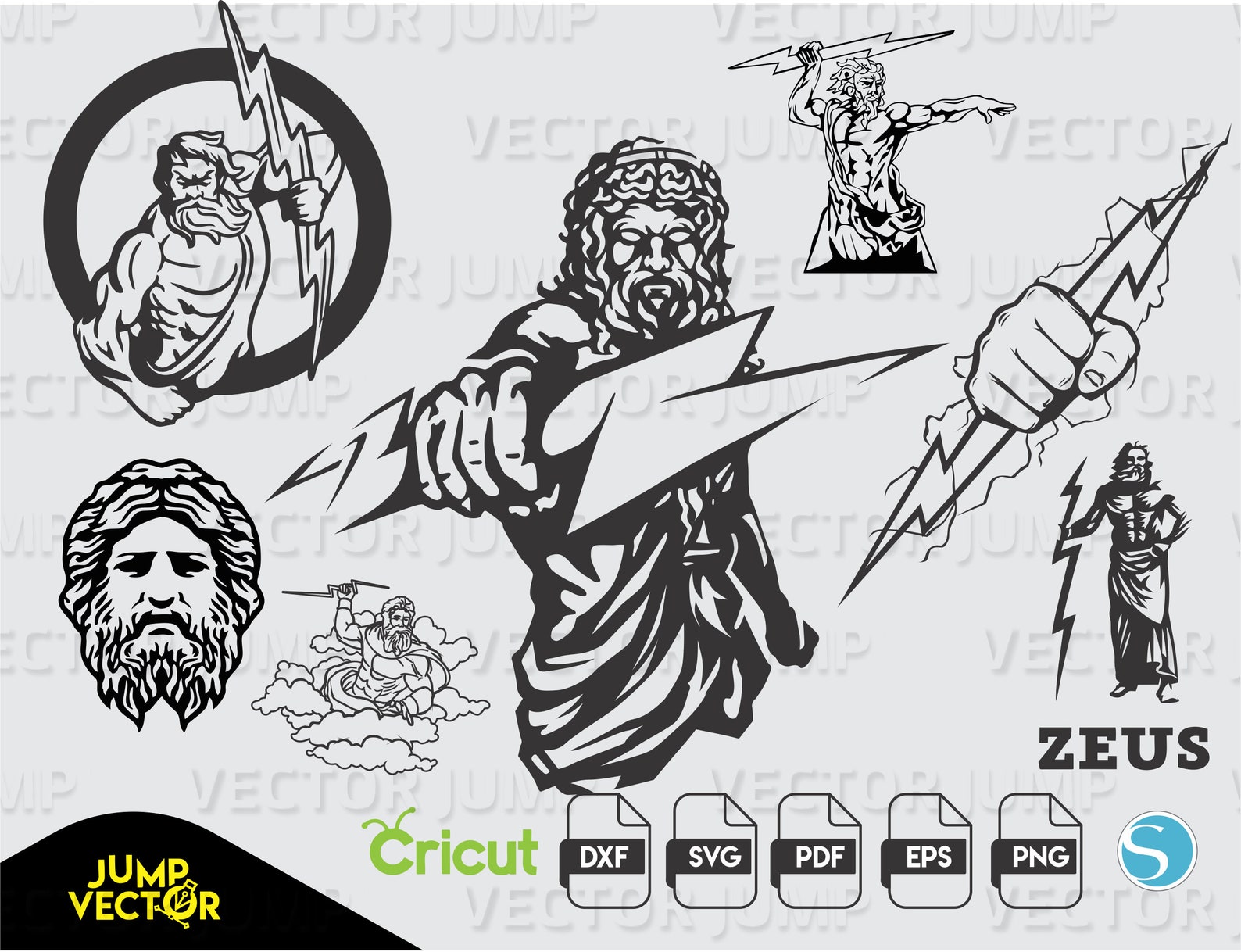 Zeus dxf eps svg pdf png cricut silhouette file | Etsy