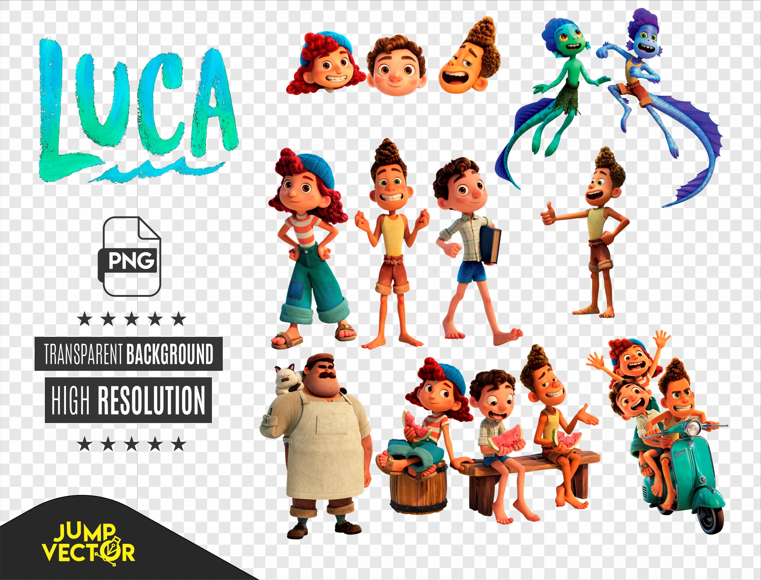 LUCA PNG bundle clipart instant download high resolution | Etsy