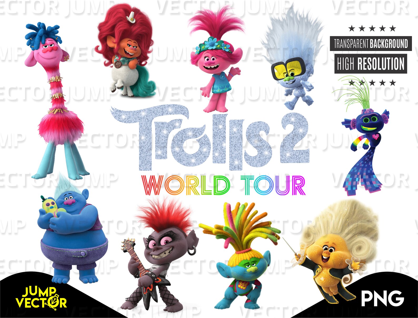 Trolls 2 World tour PNG instant download clip art file | Etsy