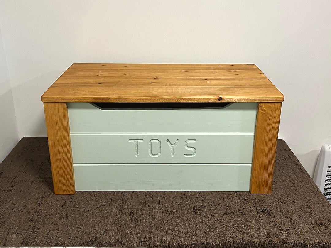 PREMIUM Personalised Toy Box Real Solid Wood Not Mdf Sage Pine Oak Made ...