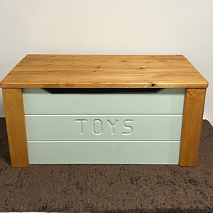 PREMIUM Personalised Toy Box Real Solid Wood Not Mdf Sage Pine Oak Made ...