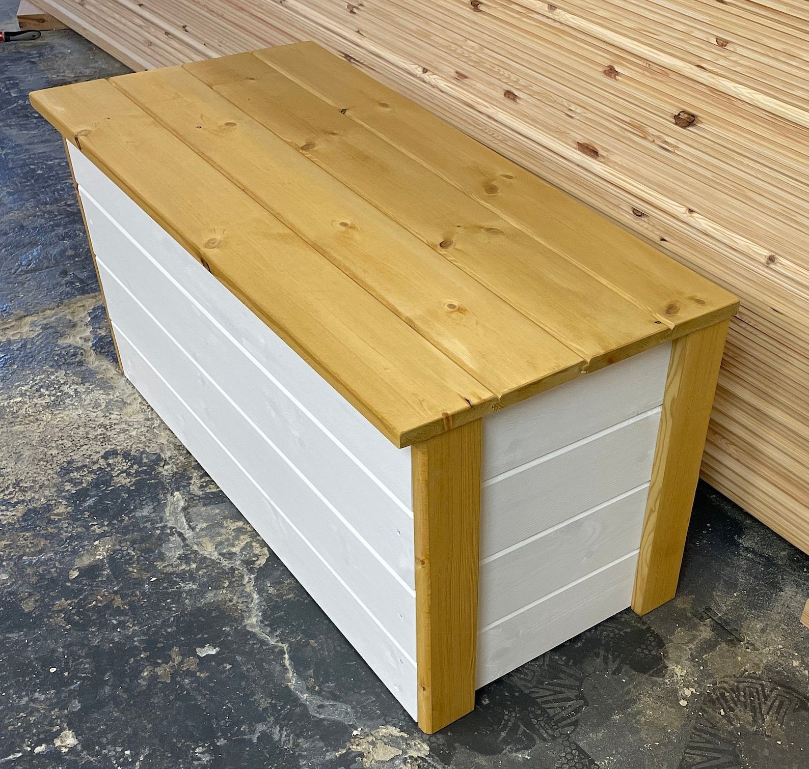 STORAGE TRUNK FARMHOUSE ottoman wooden chest | Etsy